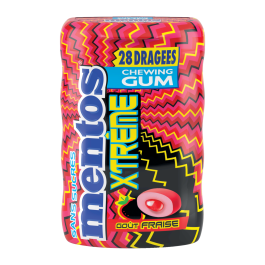 MENTOS CHEWING GUM SANS SUCRES FRAISE ACIDE MENTOS BOITE PLASTIQUE 56G ...
